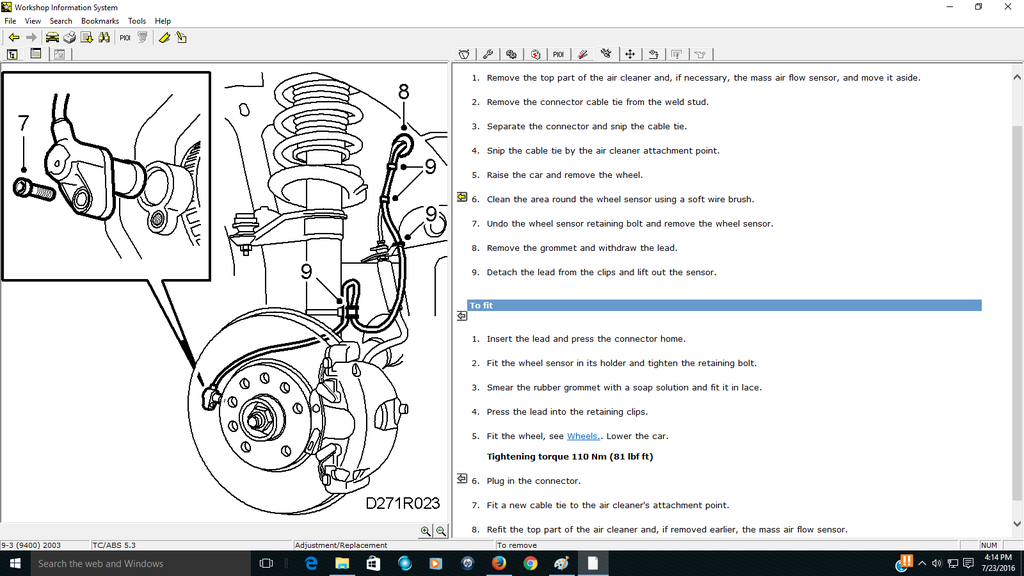 Where does the front passenger ABS sensor cable attach? | SaabCentral Forums